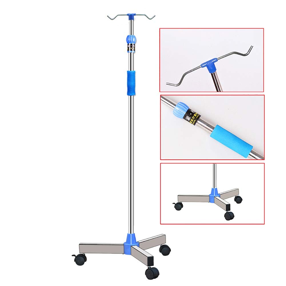 Buy Medical Cart Trolley Portable Rolling IV Stand Pole, 2-Hooks 3 ...