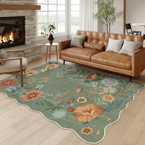 Amazon.com: Lahome Floral Living Room Rugs, Area Rugs 5x7 Rug for ...