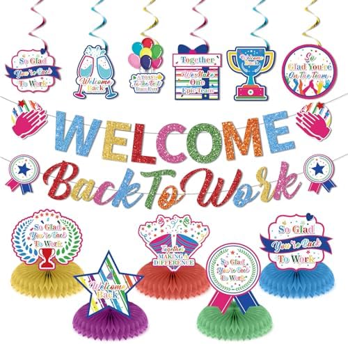 Amazon.com: 12pcs Welcome Back to Work Decorations Office Colorful So ...