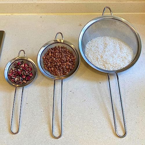 AHASON'S Fine Mesh Sieve Strainer Set of 3 Size Small 8cm,Medium 12cm ...