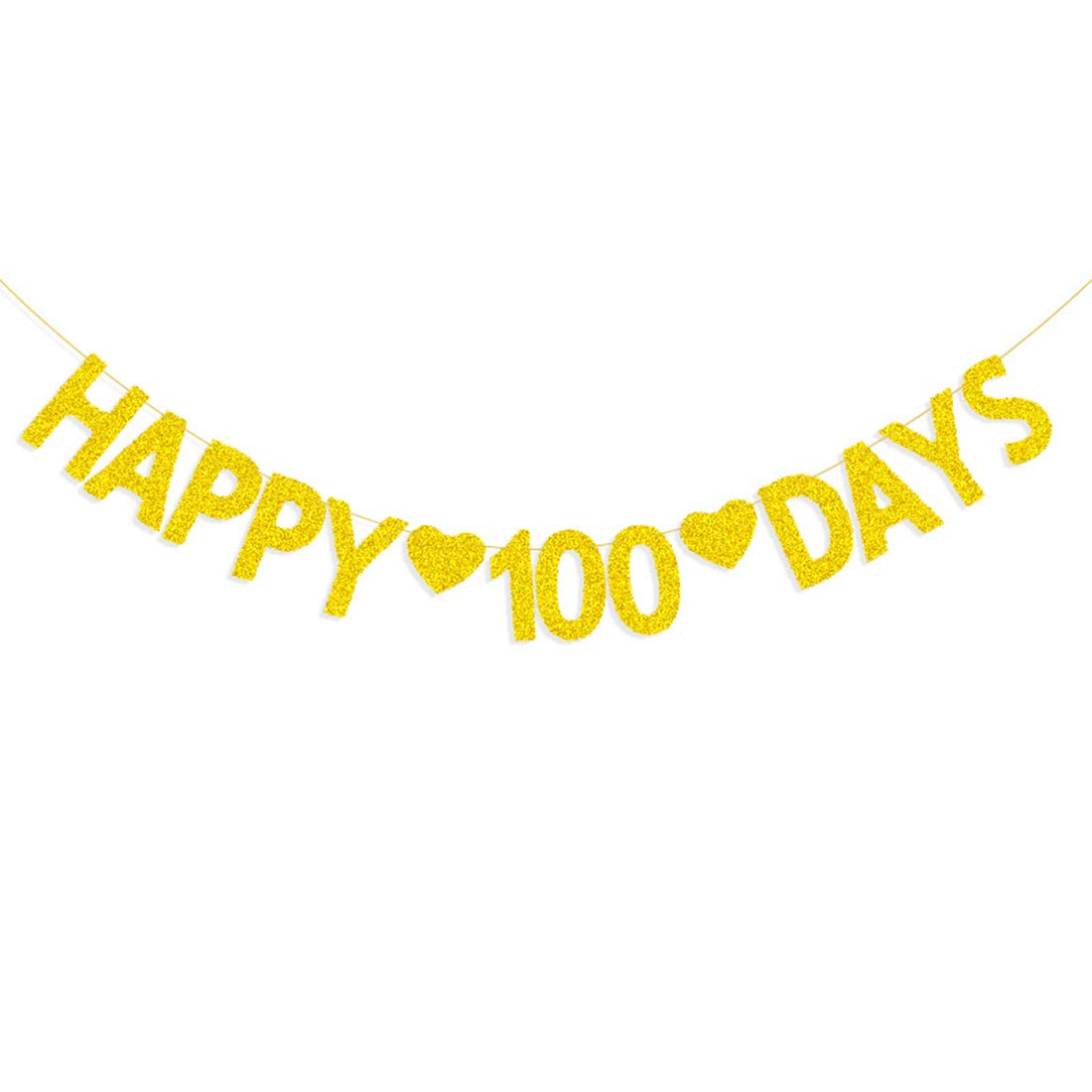 Amazon.com: Morndew Gold Glitter Happy 100 days Banner for Baby Shower ...