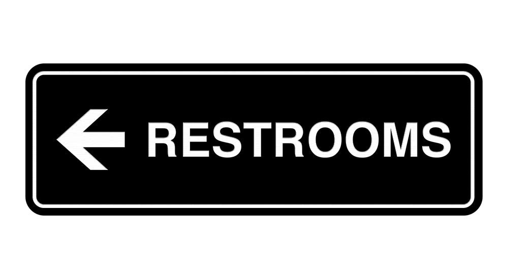 Amazon.com : Signs ByLITA Standard Restroom (Left Arrow) Sign (Black ...