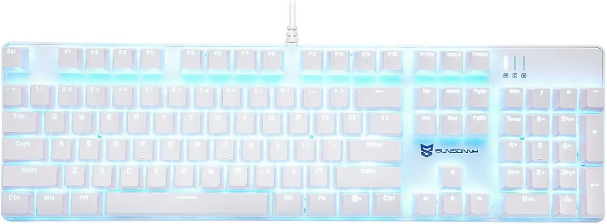 Qisan Mechanical Gaming Keyboard Wired Ice Blue Backlit Keyboard Blue ...