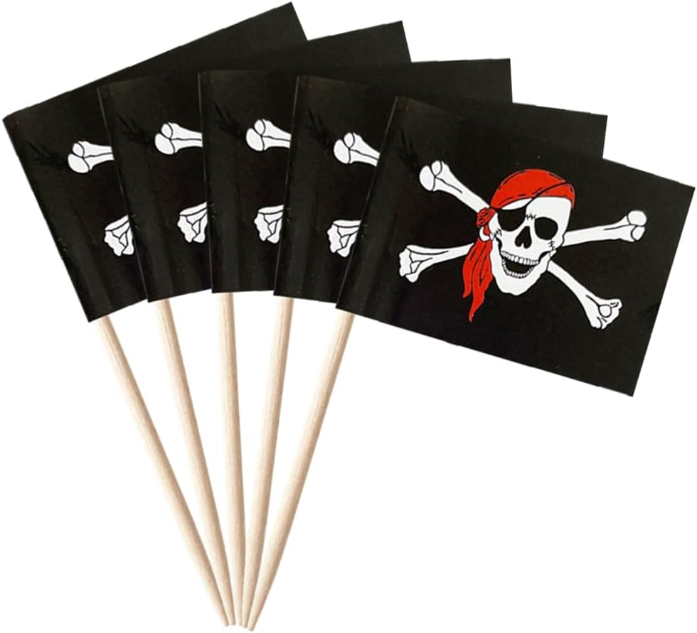 Amazon.com | stidsds 100 Pcs Pirate Jolly Roger Red Bandana Flag Pirate ...