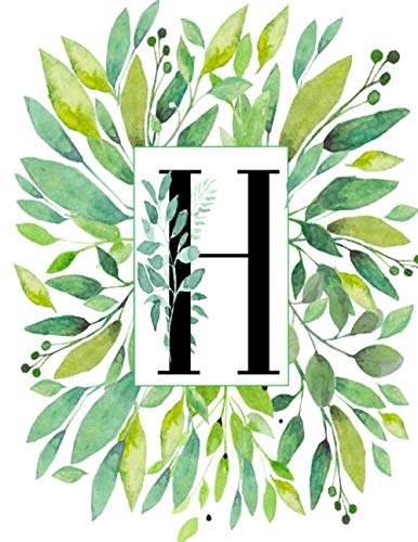 H: Monogram H Elegant Watercolor Leafy Greenery Initial H Digitally ...