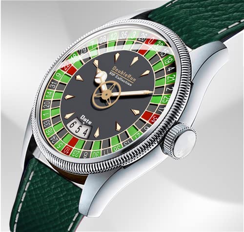 Buy DOUBLERUN Analog Green Date & Time Display Leather Strap Watch at ...
