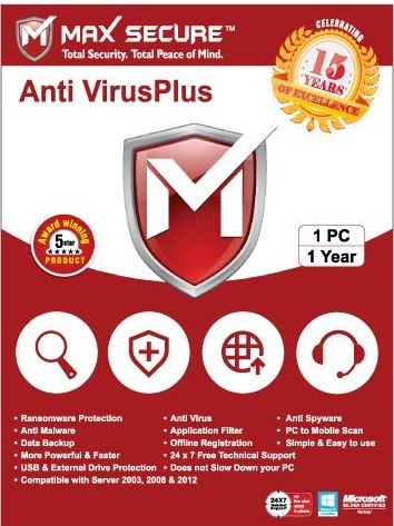 Max Secure Software Anti Virus Plus Version 6 - 1 PCs, 1 Years (Email ...