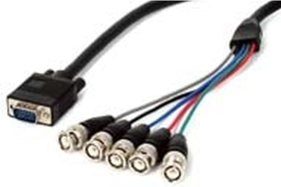 StarTech.com 6 ft. (1.8 m) VGA to BNC Cable - HD15 VGA to 5 BNC ...