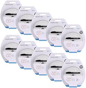 Amazon.com: Memorex Blank CD-R 52X 10-Pack with Bonus Marker - Bulk of ...