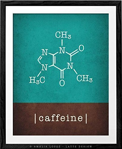 Amazon.com: Caffeine molecule. Teal Coffee print by Latte Design ...