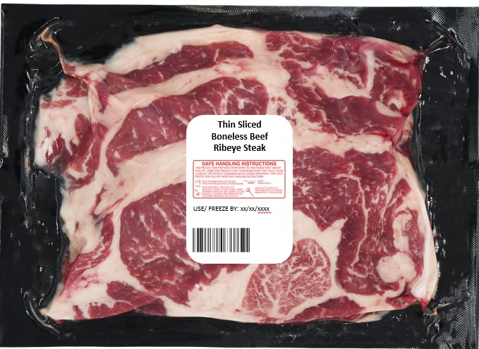 Amazon.com: Beef Ribeye Steak, Boneless, USDA Choice, Thin Sliced ...