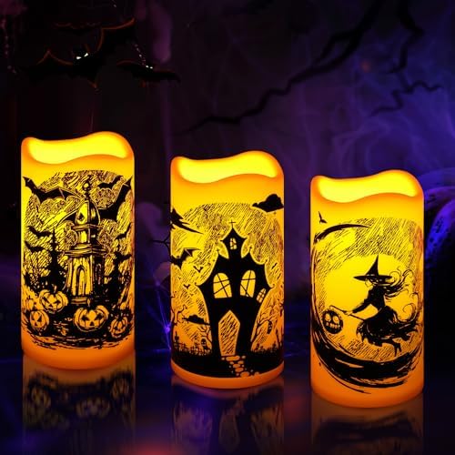 Amazon.com: Linkax Halloween Decorations Indoor Flameless Candles ...