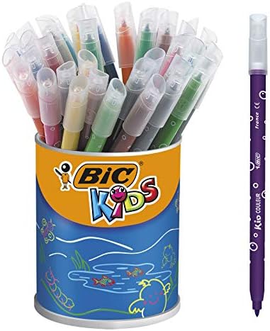 BIC Kids Kid Couleur Felt Tip Colouring Pens - Cardboard Wallet of 24 ...