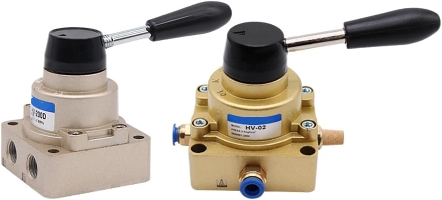 Pneumatic three-position four-way hand-operated valve hand-operated ...