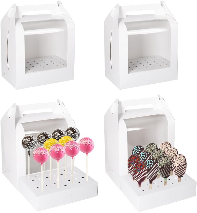 Amazon.com: Yoqanr 4 PCS Cake Pop Boxes - Portable Cake Pop Holder ...