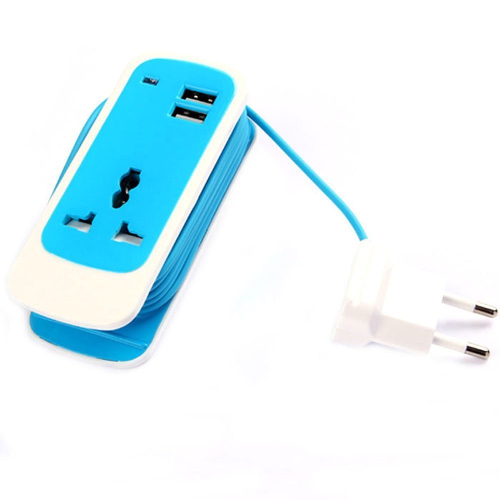 3in1 Travel Adaptor Dual USB Universal Socket For Phone PC Tablet (Blue ...
