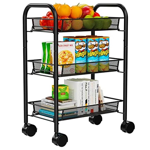 Pipishell 3단 메쉬 와이어 카트 선반 48% 할인 후 18.89불 - MODUBA