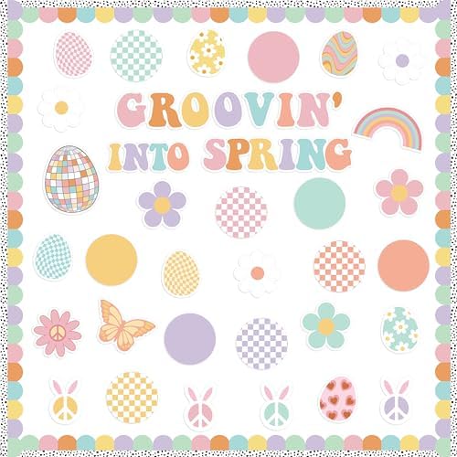 Amazon.com: Xqumoi Retro Groovin' Into Spring Bulletin Board ...