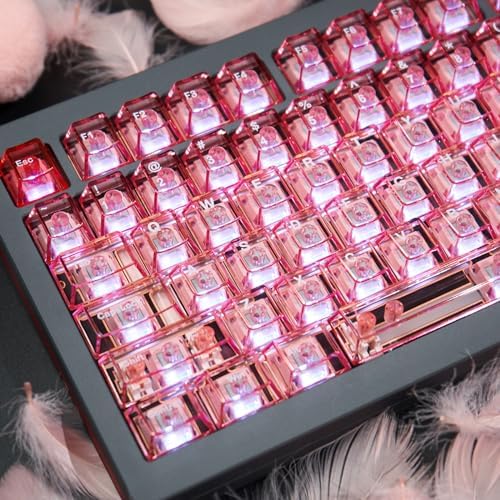 Amazon.com: SUEHIODHY Pink Crystal Clear Keycaps Set, 156 Keys Cherry ...