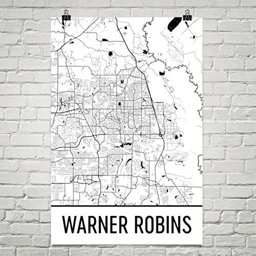 Amazon.com : Warner Robbins GA Map, Warner Robbins Art, Warner Robbins ...
