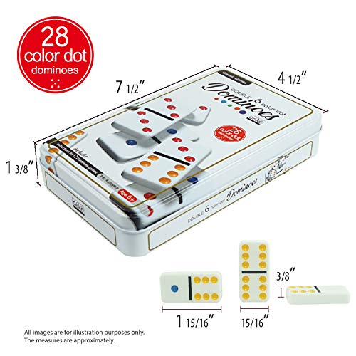 Buy Dominos set game. Premium classic 28 color pieces double Six domino ...