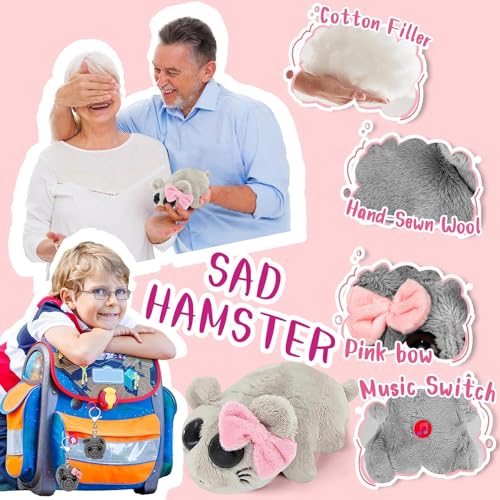 Vibbang Sad Hamster Plush, Hamster Toy with Built In Violin Sound, Soft ...