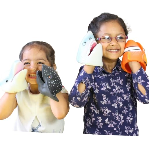 Talking Turtle 4PC Sea Animal Hand Puppets – Shark, Dolphin, Clown Fish ...