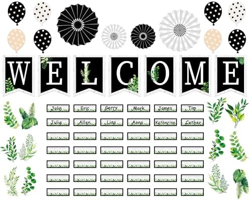 Amazon.com: Whaline 29 Pieces Eucalyptus Bulletin Board Set Welcome ...