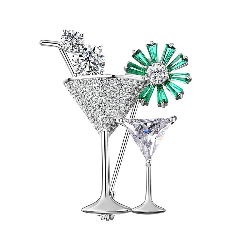 Amazon.com: Brooch Pin Gold or Silver Cocktail Drink Glass Martini ...
