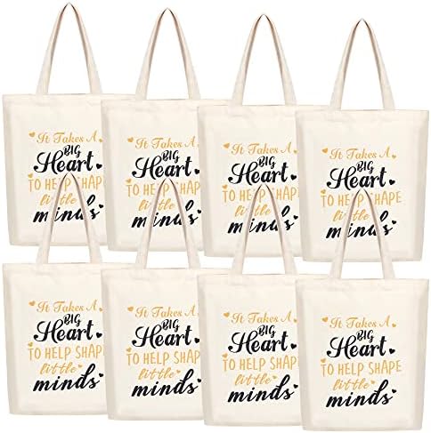 Amazon.com - SAIWEILAI ONLINE 8 Pieces Teacher Canvas Totes Bag Teacher ...