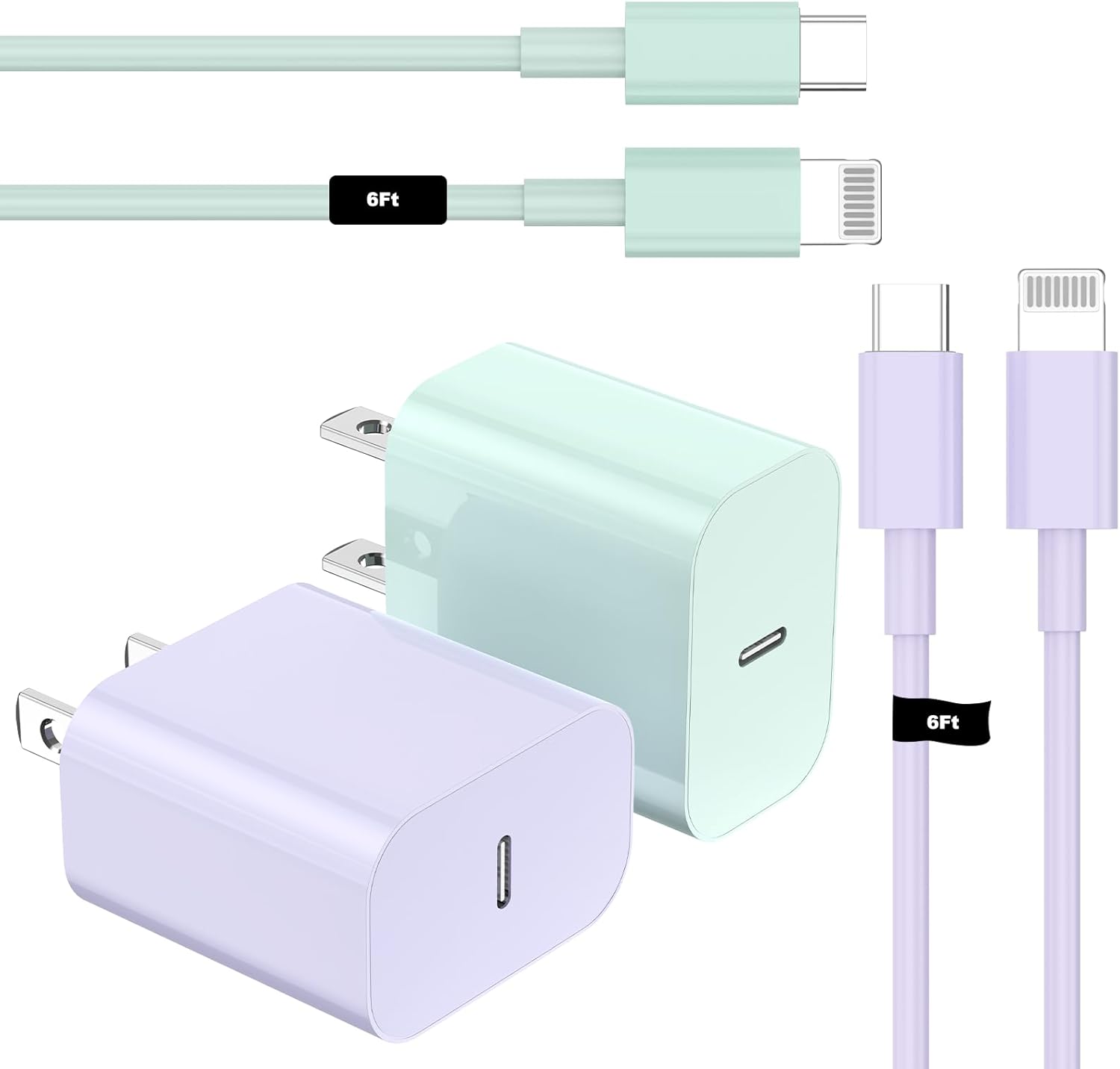 Amazon.com: RPQ iPhone Fast Charger 2- Pack USB C Power Adapter with 6 ...