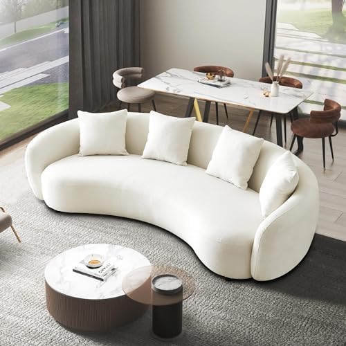 Amazon.com: LyuHome Curved Sofa Boucle Couch Luxury 3 Seater Round Sofa ...