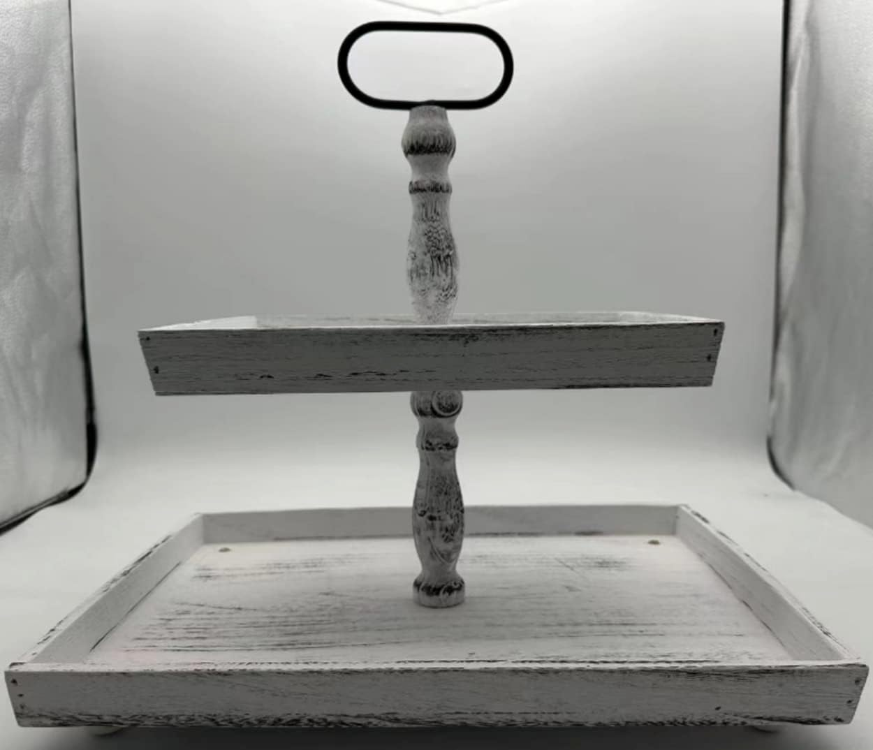 Amazon.com: YGEOMER White Tiered Tray Stand Farmhouse Decor Wood Two ...