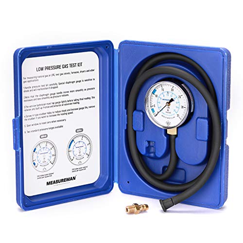 MEASUREMAN Natural Gas or LP Gas Manifold Pressure Test Kit, 0-35 "W.C ...
