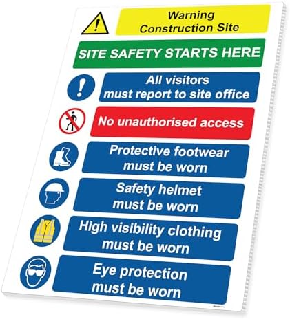 Construction/Building Site Safety Sign Starter Pack Bundle - Rigid ...
