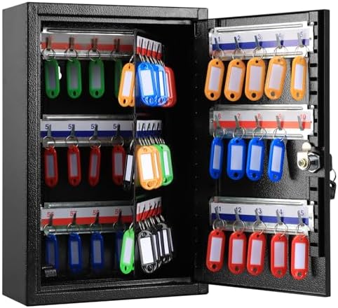 Amazon.com: Navaris Wall Mount Key Box - 48 Keys Cabinet Organizer with ...