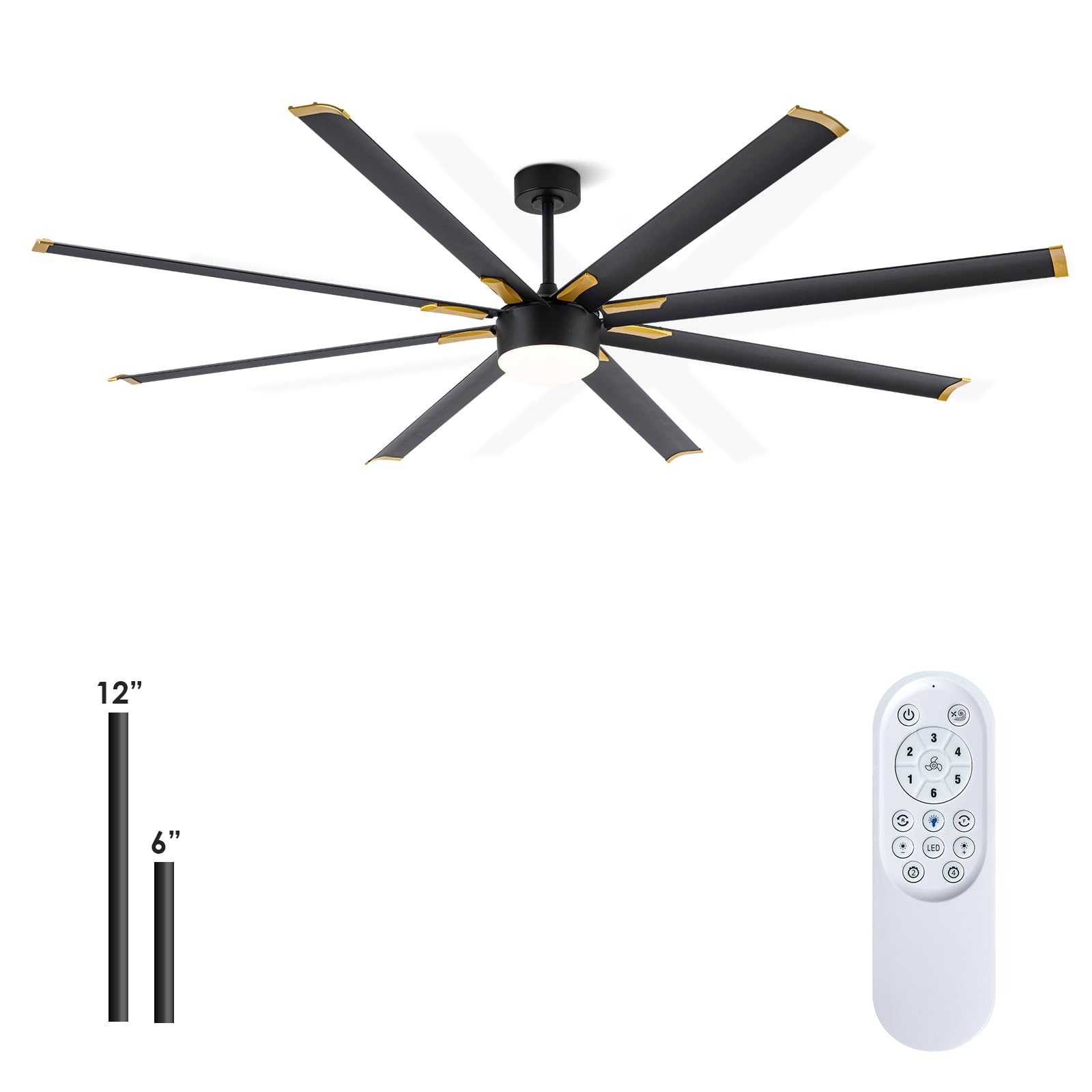 Amazon.com: Yoedivu 84 Inch Industrial Ceiling Fan - Large Black and ...