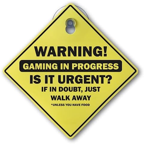 Funny Warning Sign With Suction Cup + Adhesive Hook | Warning Gaming In ...
