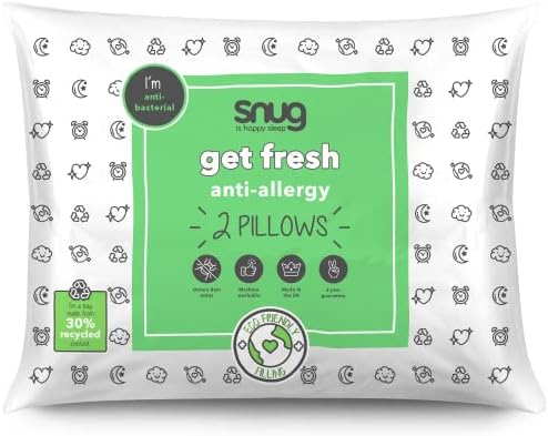 Snug Get Fresh Pillows 2 Pack - Anti Allergy Pillows Ideal for Front ...
