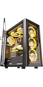 Amazon.com: MUSETEX ATX PC Case Pre-Install 6 PWM ARGB Fans, Polygonal ...