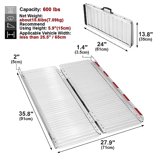 Snapklik.com : 3ft Threshold Ramp, 600LBS Capacity, Portable Aluminum ...