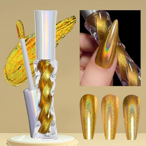 Amazon.com: U-Shinein Holographic Nail Powder, Magic Gold Holo Powder ...