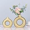 Amazon.com: Gold Vase Decor Donut Vase Set of 2 - Circle Hollow Vases ...