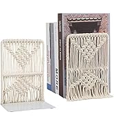 Amazon.com: 2 Pieces Boho Macrame Bookends, Metal Book Stopper ...