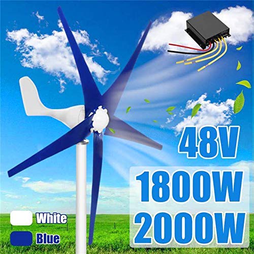 6 Nylon Fiber Blade Wind Turbines 12v 500w Generator Horizontal ...