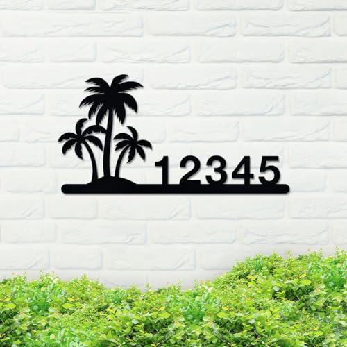 Amazon.com: Metal Palm Tree Address Sign, Metal House Number Sign ...