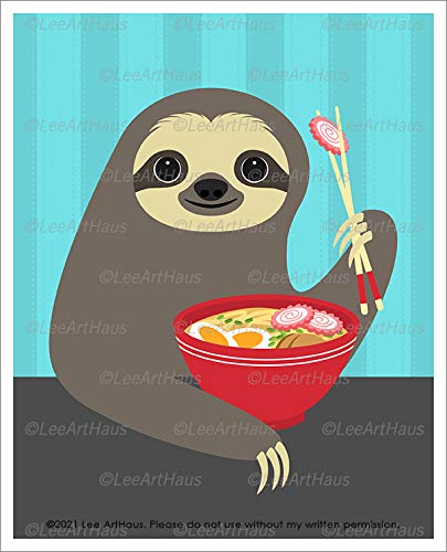 Amazon.com: 63J - Sloth Eating Ramen Noodles with Chopsticks UNFRAMED ...