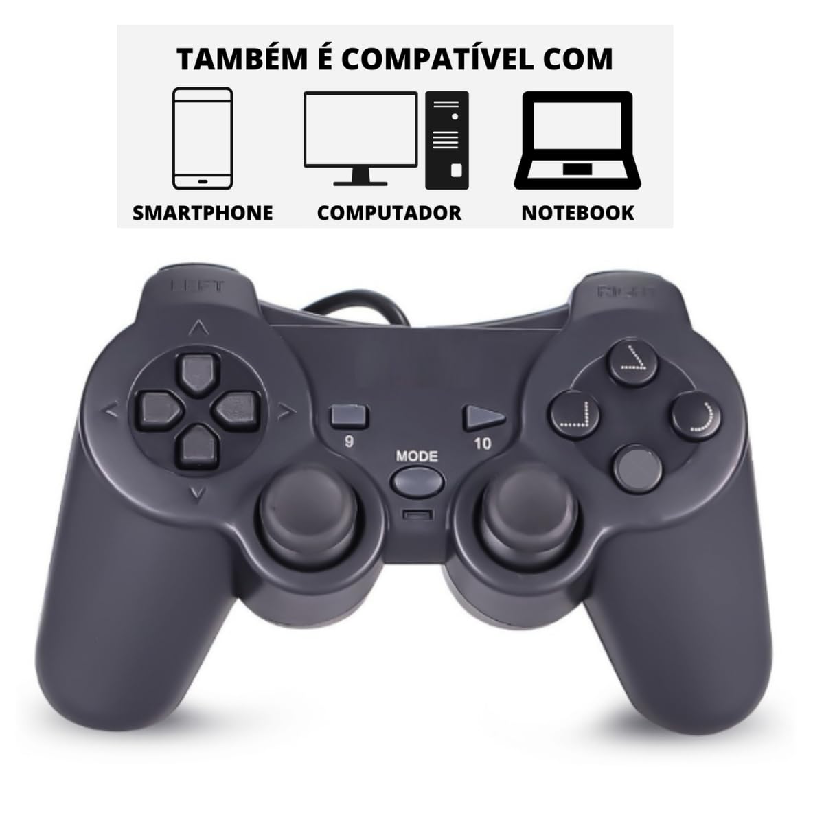 Controle Pc Computador USB Joystick Gamer Jogos Console Modelo P2 - Faz ...