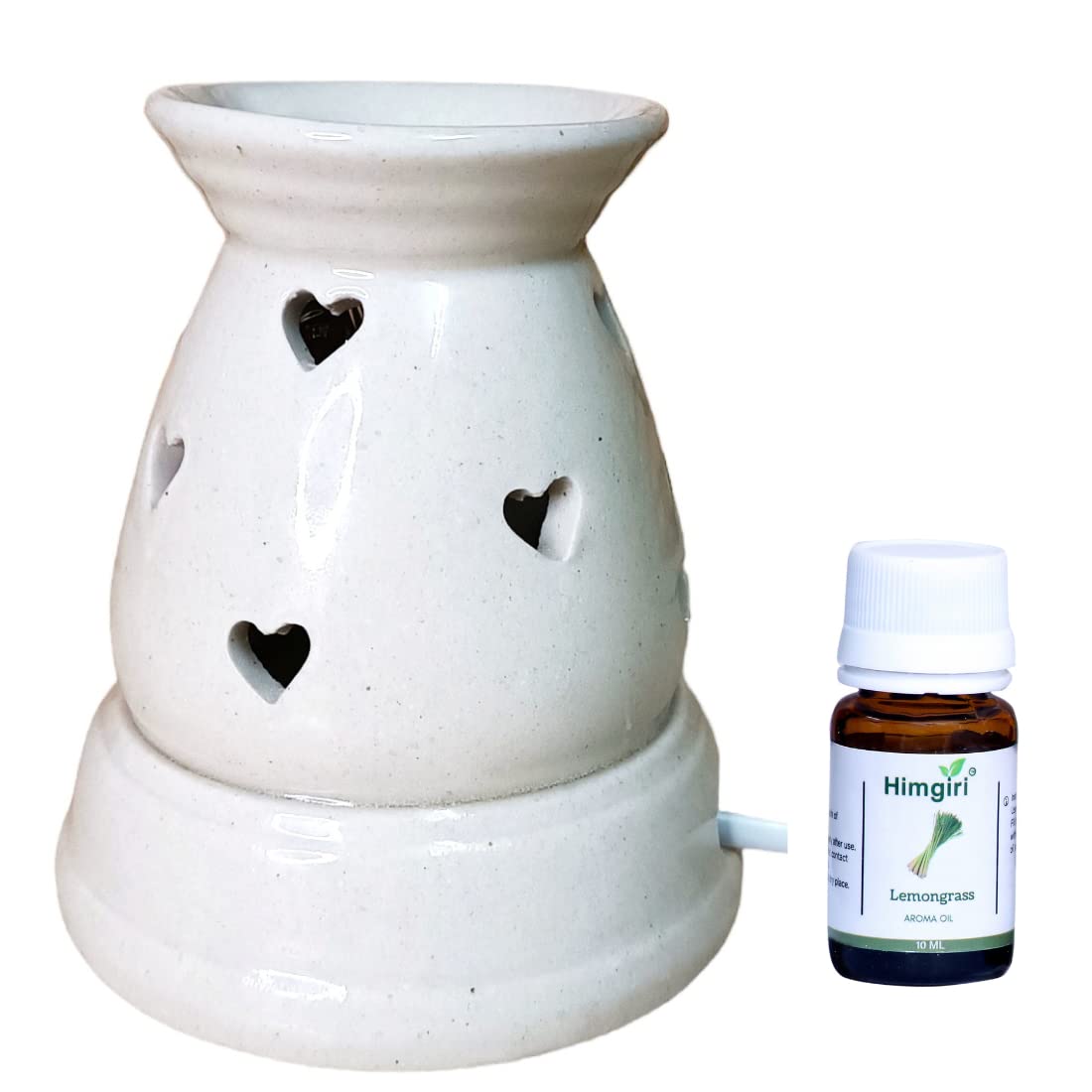 Himgiri Heart Cone Shape Ceramic Electric Aroma Oil Diffuser with 10ml ...