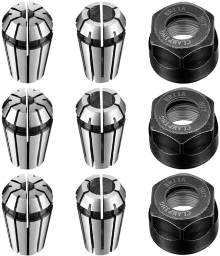 Shimeyao 9 Pcs Er11 Spring Collet Nut Set Er11 1/8'' Collet + 1/4 ...